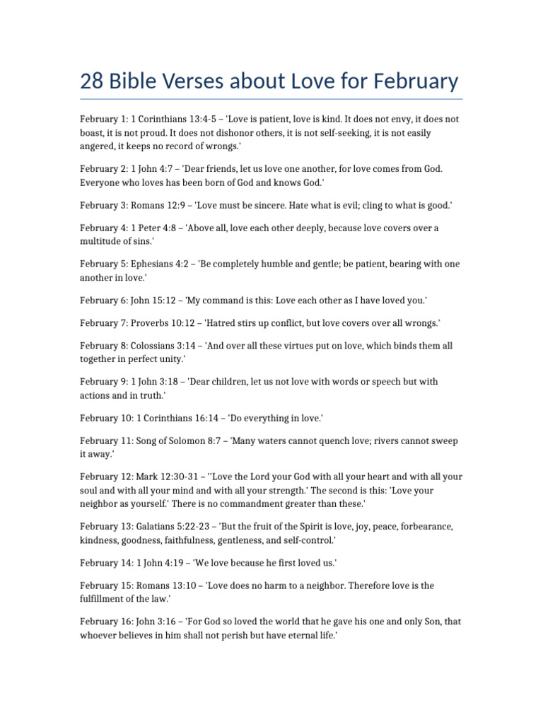 28 Bible Verses February | PDF | Fruit Of The Holy Spirit | Religious ...
