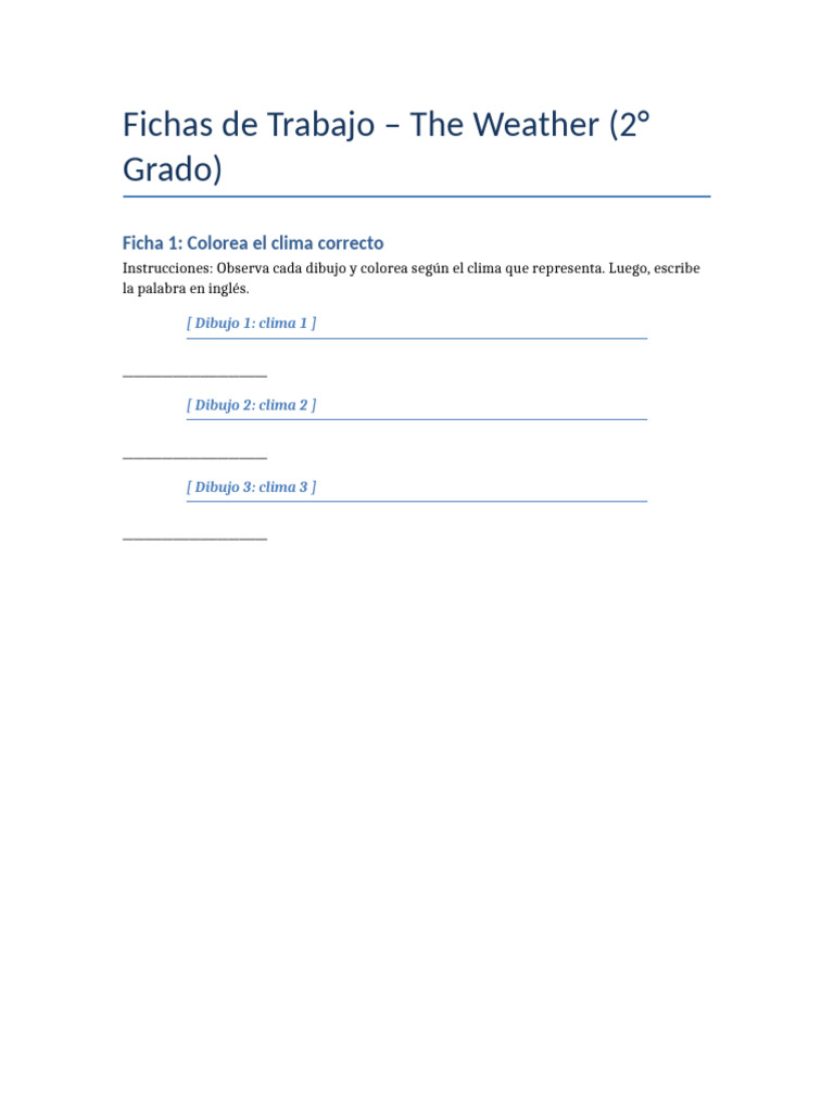 Fichas Trabajo Clima 2do Grado | PDF