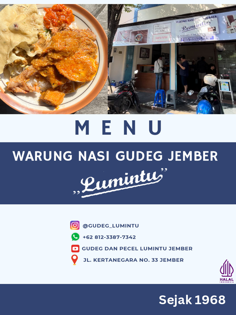 Menu Gudeg dan Pecel Lumintu Jember | PDF
