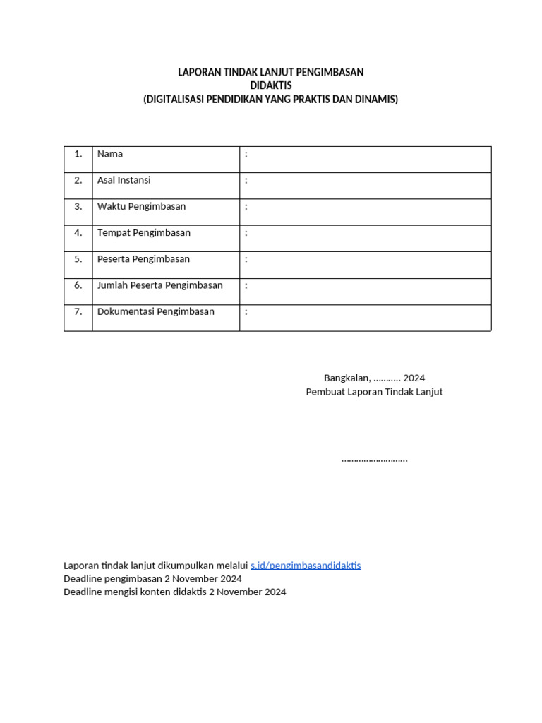 Laporan Tindak Lanjut Pengimbasan | PDF