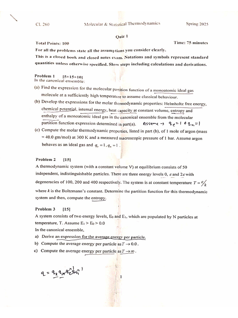 2025 CL260 Quiz 1 2&midsem Paper | PDF