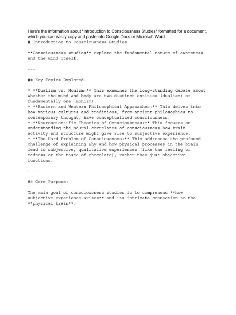 Introduction To Consciousness Studies - Introductio... | PDF