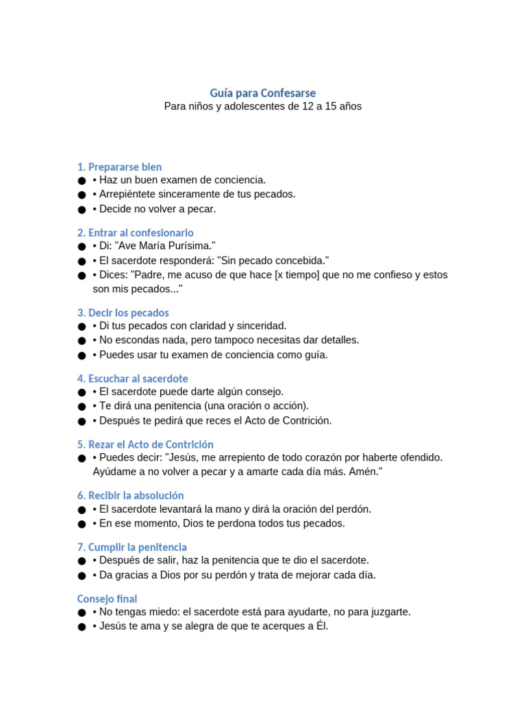 Guía de Confesión para Niños | PDF