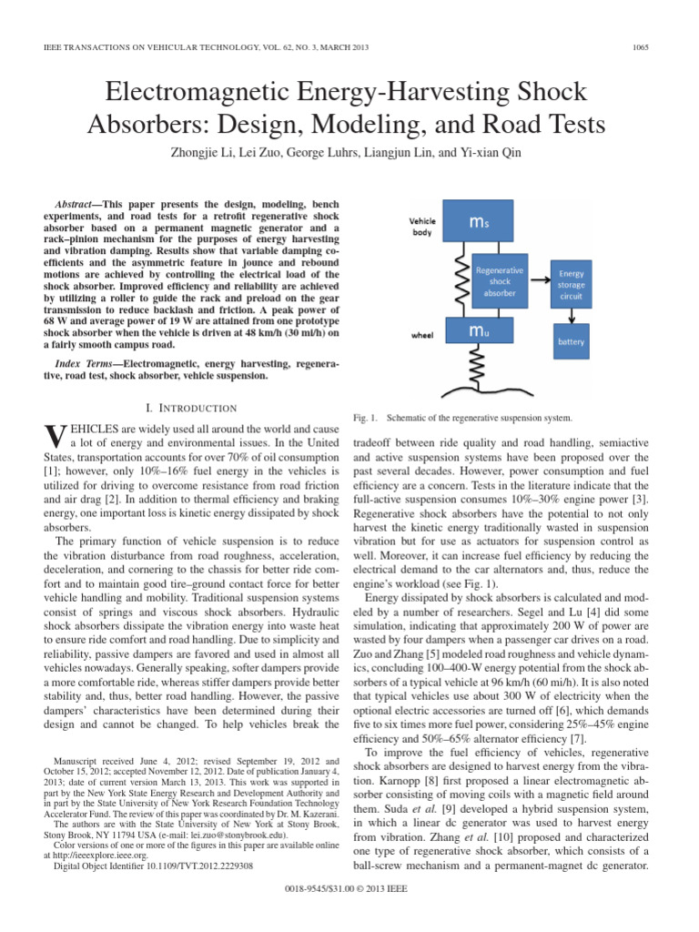 Electromagnetic Energy-Harvesting Shock Absorbers Design Modeling and ...