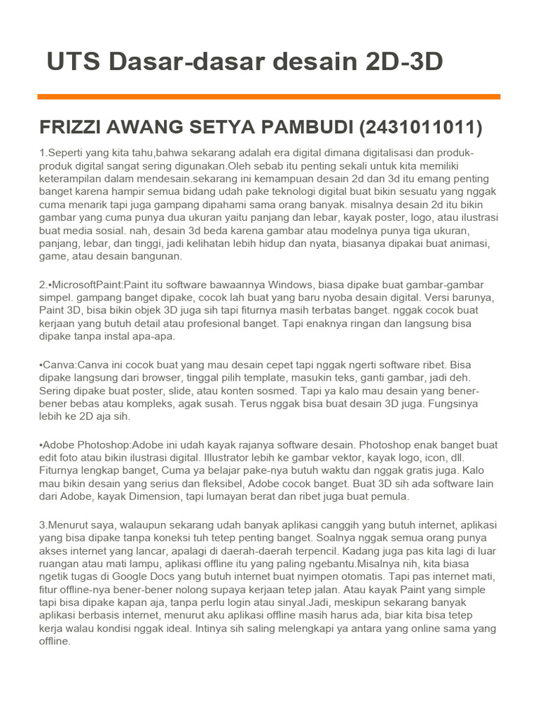 Uts dasar dasar desain frizzi | PDF
