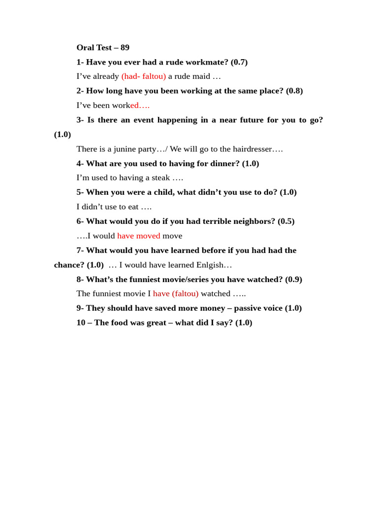 Oral Test | PDF