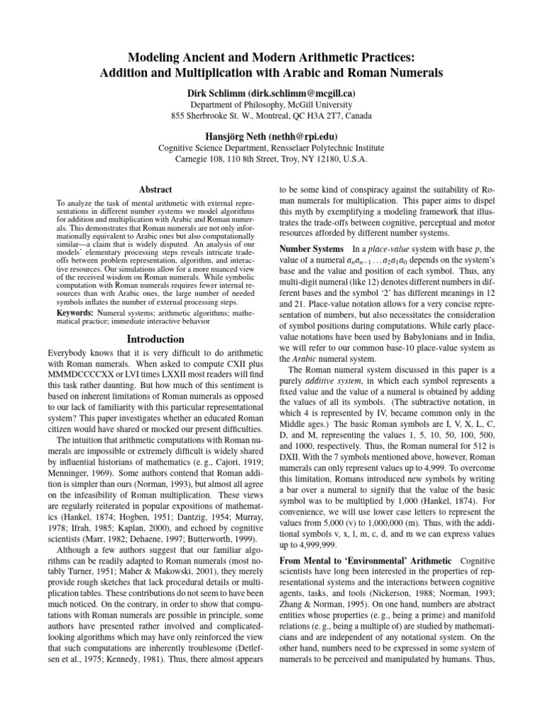 Comparing Roman and Arabic Arithmetic | PDF | Multiplication | Arithmetic