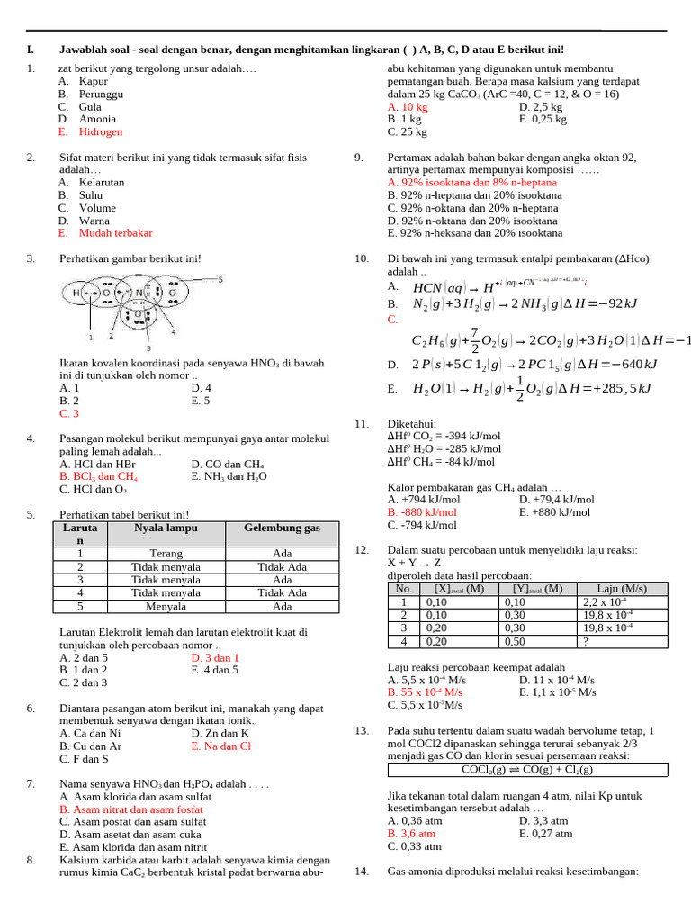 Soal Kimia Psaj 2025 | PDF