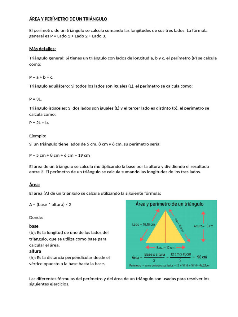 ÁREA Y PERÍMETRO DE UN TRIÁNGULO | PDF