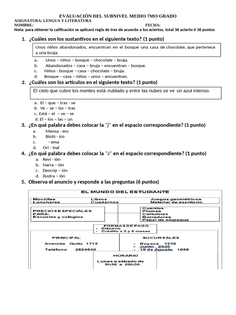Evaluación Subnivel Medio 7mo L.L | PDF | Color | Temperatura
