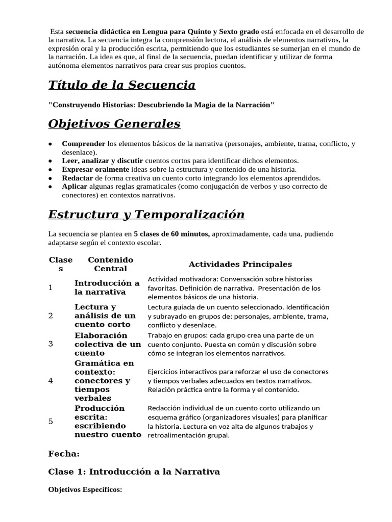 Esta Secuencia Didáctica En Lengua Para Quinto Y Pdf Cuentos