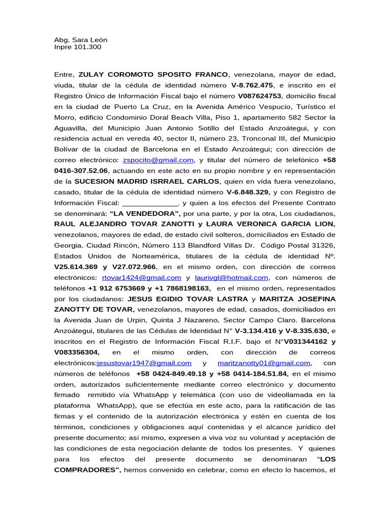 OPCION DE COMPRA VENTA Privada ROBERT DI CLEMENTE | PDF | Hipotecas | Derecho privado