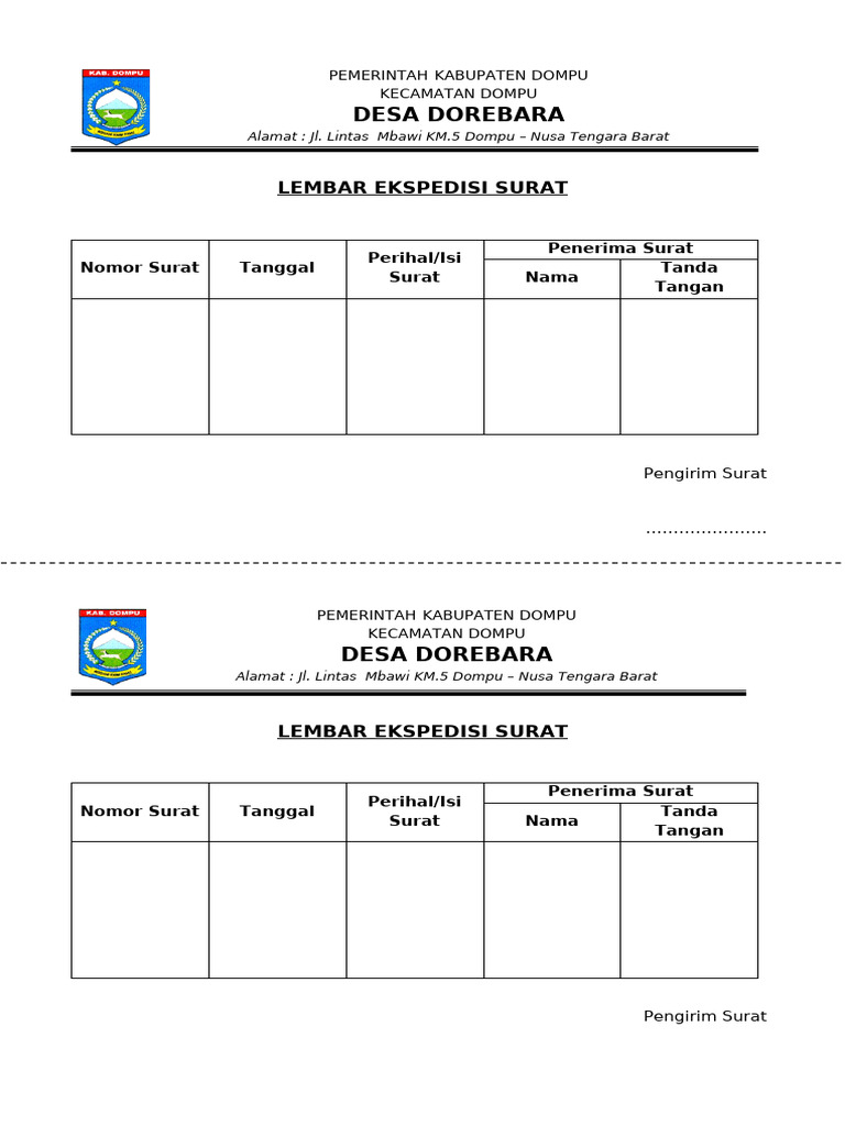 Lembar Ekspedisi Surat | PDF