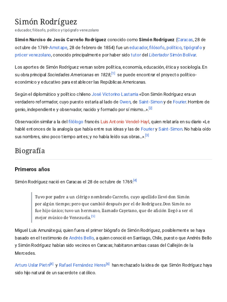 Simón Rodríguez - Wikipedia, La Enciclopedia Libre | PDF