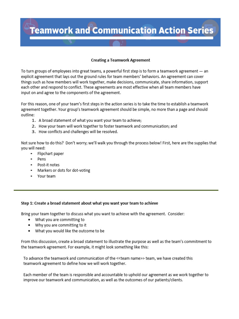 1.0 Teamwork Agreement (ID 290866) | PDF | Communication | Human ...