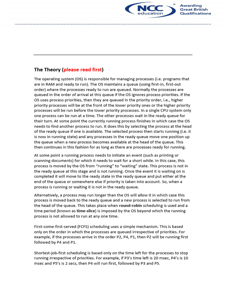 Topic 5 Exercise 2 | PDF | Scheduling (Computing) | Concurrency (Computer Science)