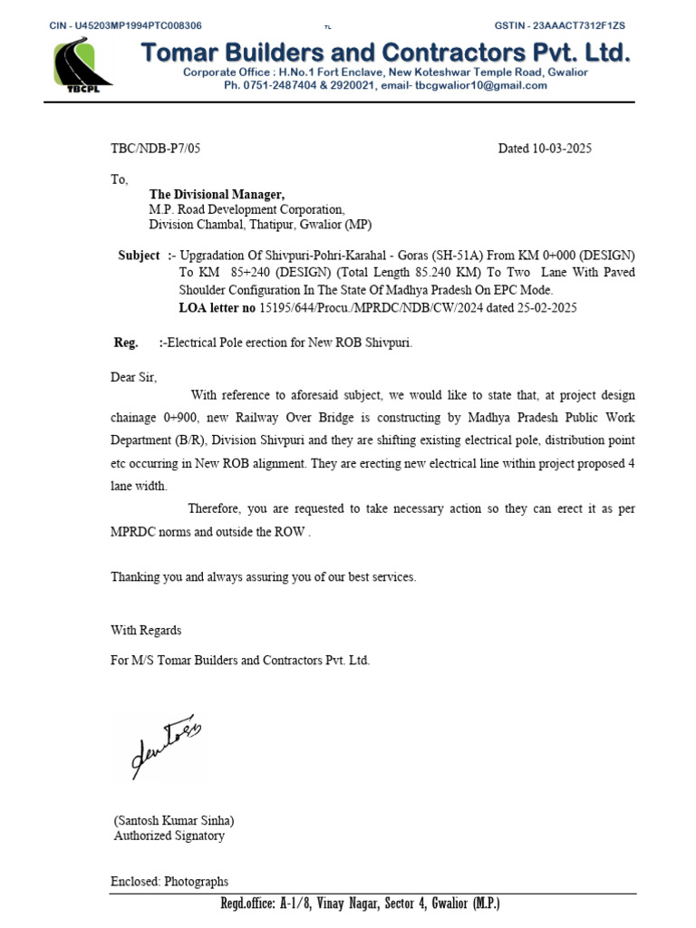 Letter No 5 Electrical Pole ROB | PDF
