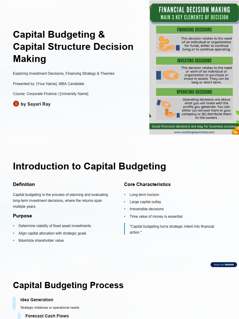 Capital Budgeting and Capital Structure Decision Making Merged | PDF ...