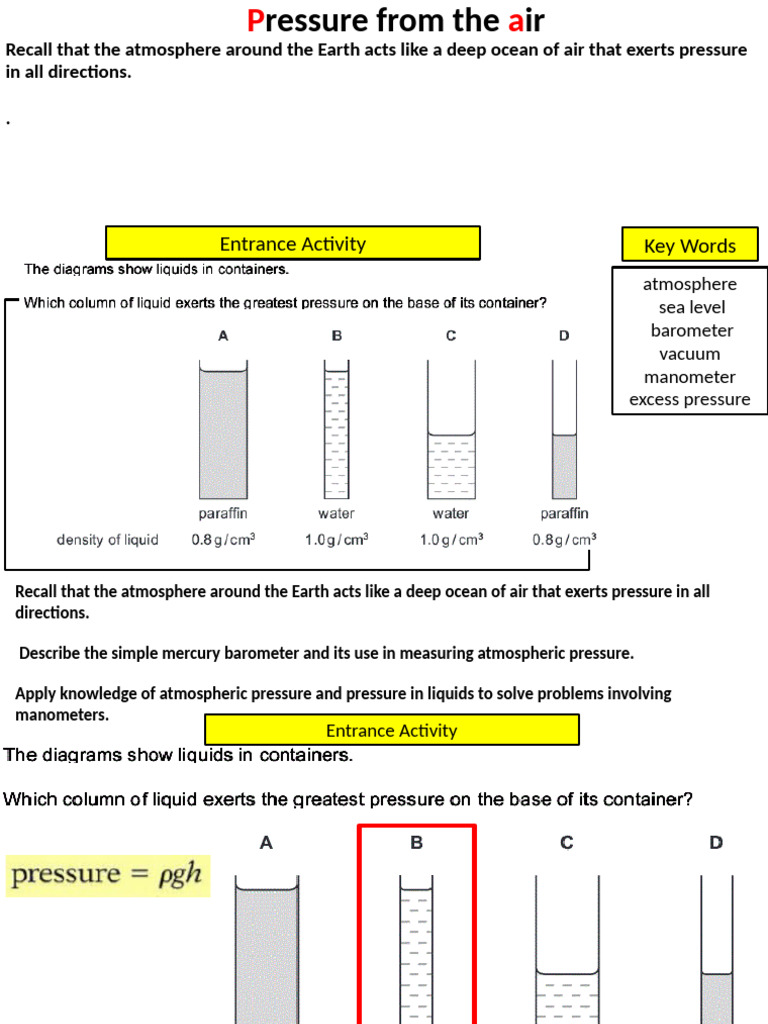 Air Pressure Manometer | PDF | Pressure | Pressure Measurement