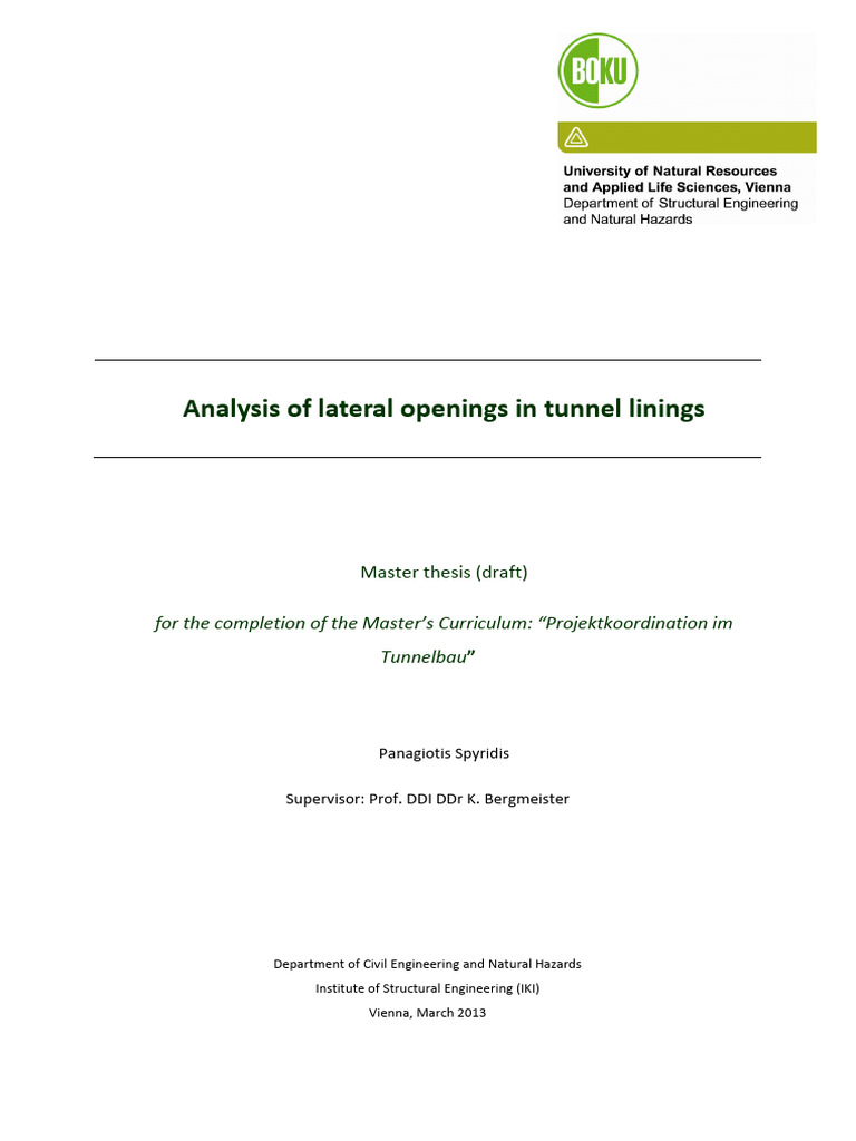 Analysis of Lateral Openings in Tunnel L | PDF | Concrete | Stress ...