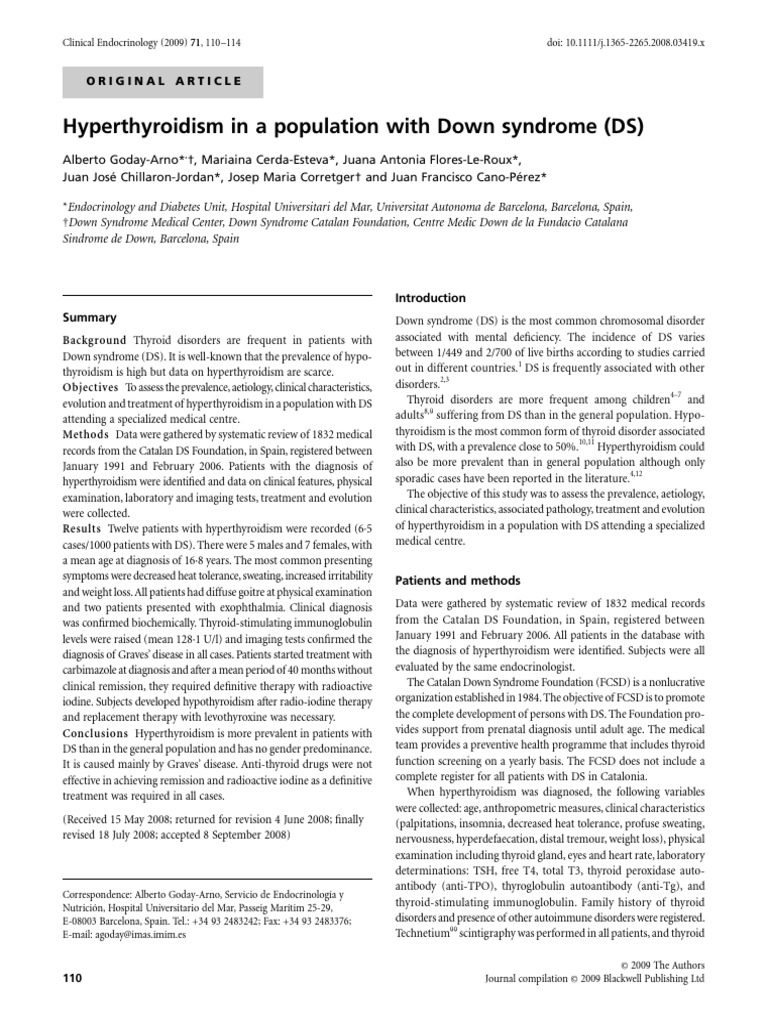 2009 OK Hipertiroidismo en SD | PDF | Hyperthyroidism | Thyroid