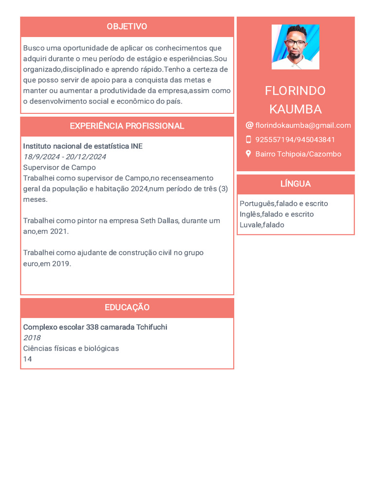 Currículo de Florindo Kaumba | PDF