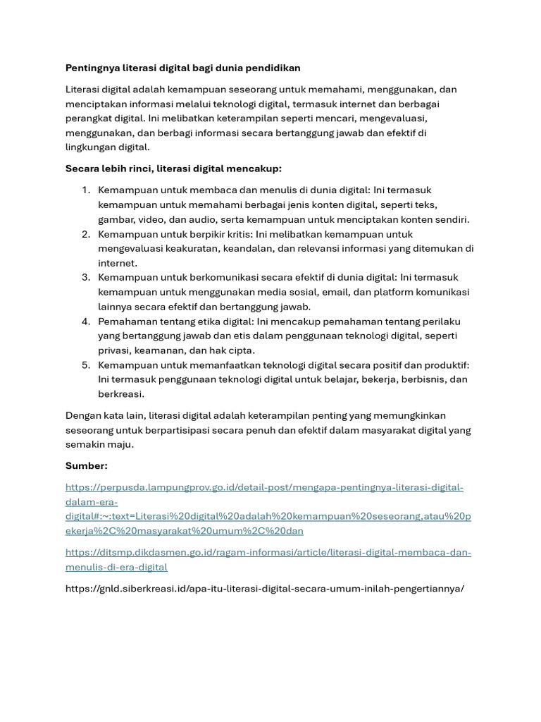 Pentingnya Literasi Digital | PDF