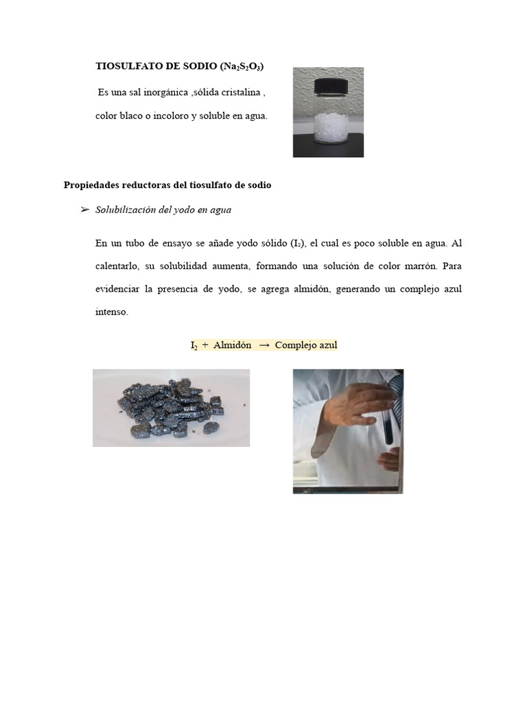 Propiedades del Tiosulfato de Sodio | PDF | Solubilidad | Precipitación ...