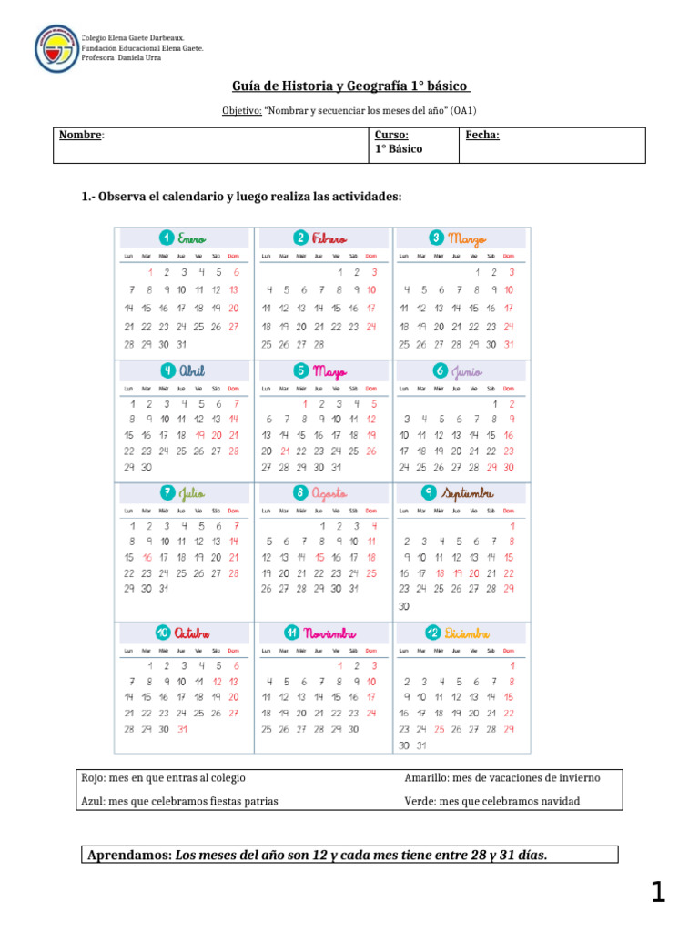 El Tiempo Guía Los Meses Del Año | PDF