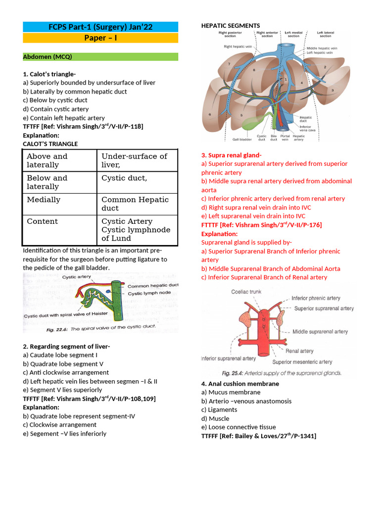 BCPS Jan'22 Surgery Paper-1 | PDF | Liver | Parathyroid Gland
