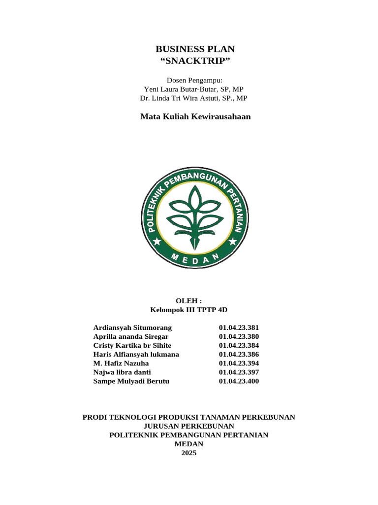 PROPOSAL_KEWIRAUSAHAAN_KEL3_TPTP4D | PDF