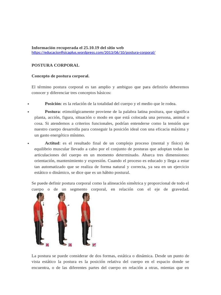Postura Corporal | PDF | La columna vertebral | Sistema musculoesquelético