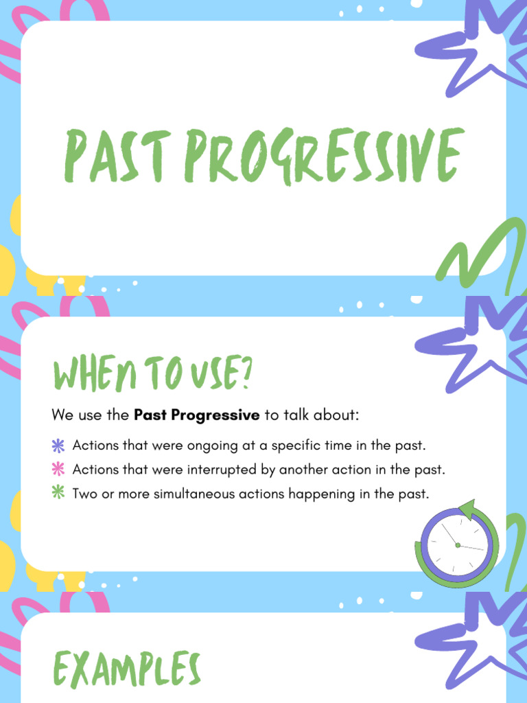 Past Continuous Tense Presentation in Blue Green Cute Style PDF | PDF
