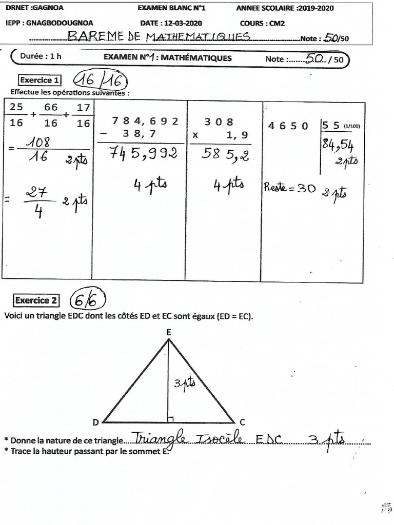 Bareme Mathématiques cm2 | PDF