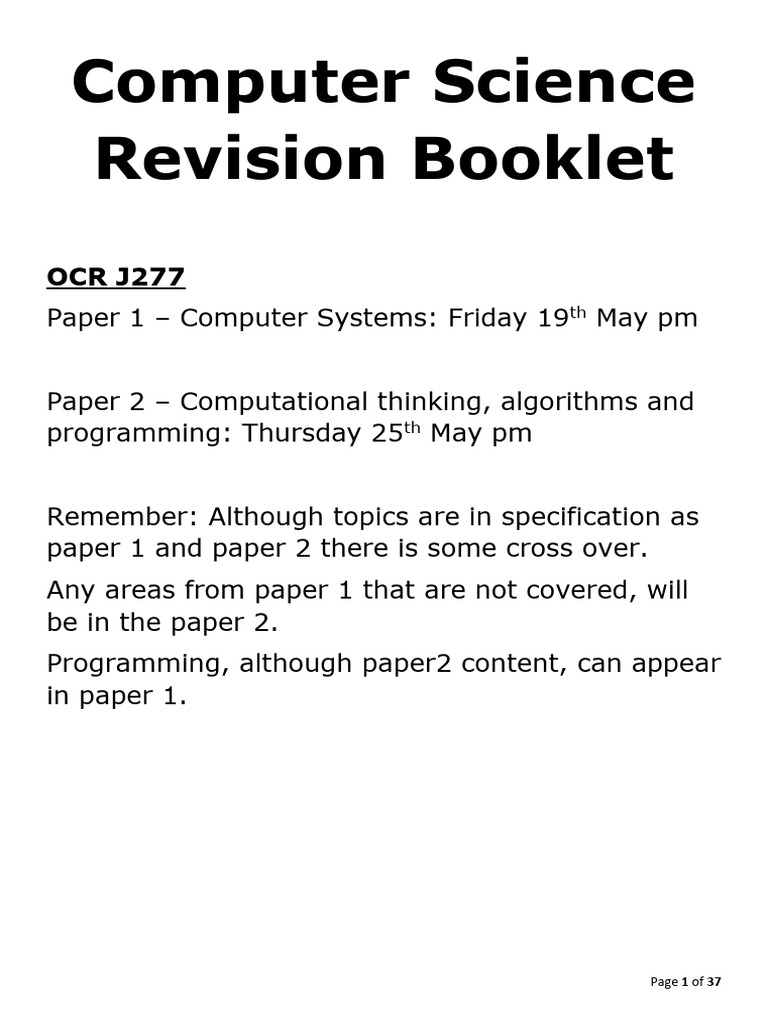 Computer Science Revision Guide J277 | PDF | Central Processing Unit ...