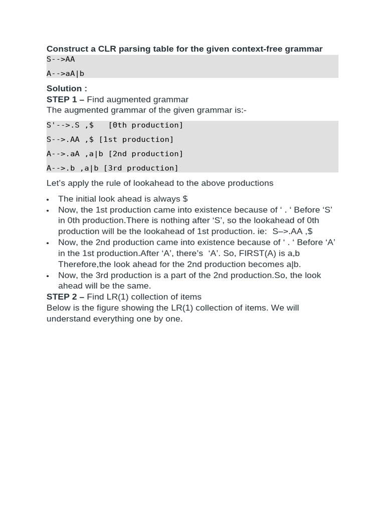 Construct A CLR Parsing Table For The Given Context | PDF | Metalogic | Language Mechanics