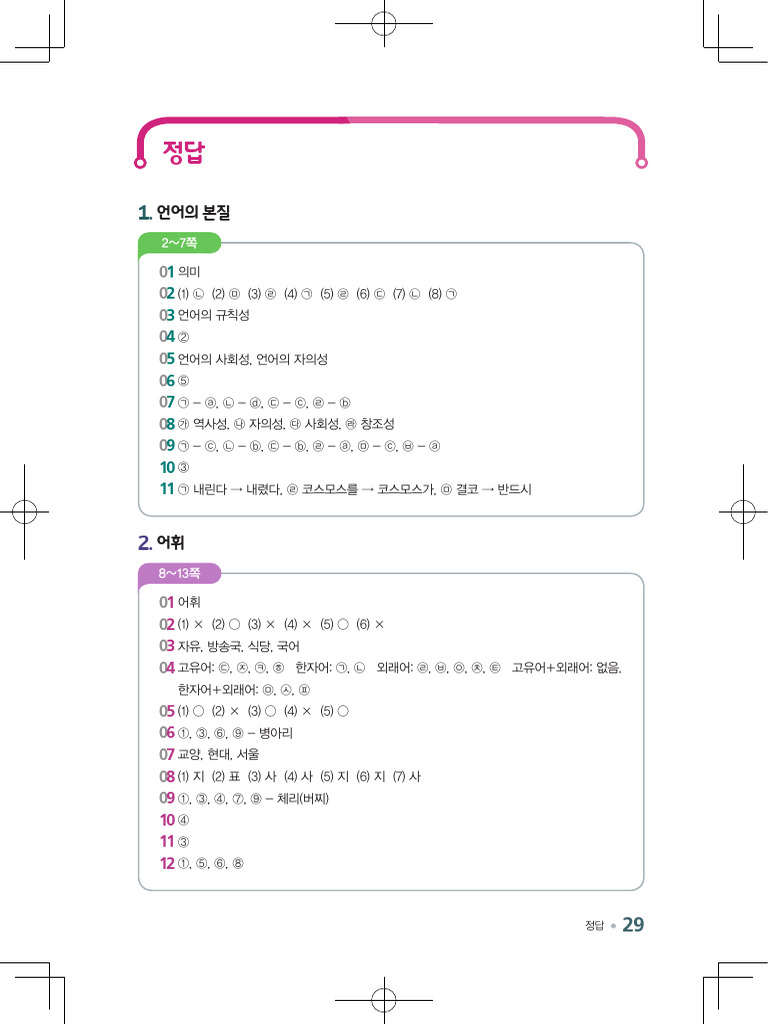 2018 EBS 중학 뉴런 국어1 미니북 (정답) | PDF