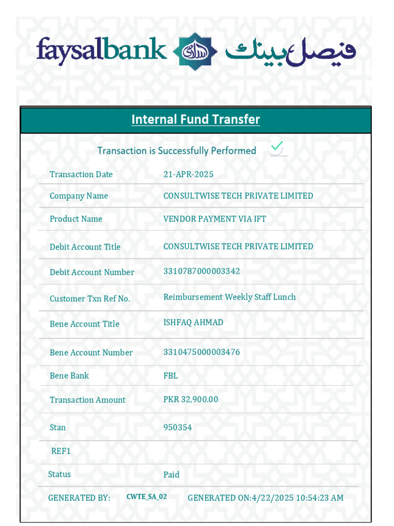 E TransactionReceipt IFT FBL | PDF