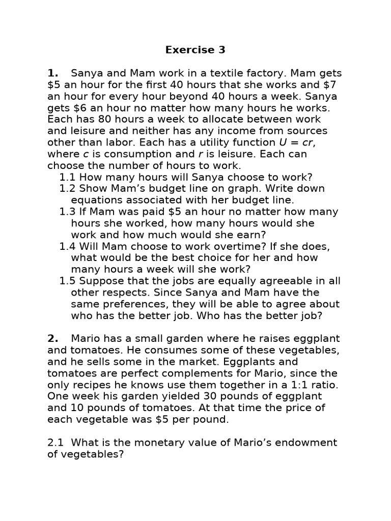 Exercise 3 Slutsky Equation With Endowment-761516-16614995190216 | PDF ...