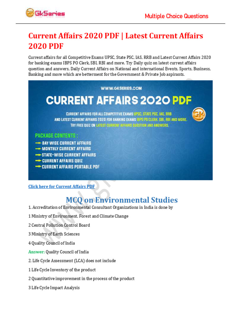 Environmental Studies Questions and Answers | PDF | Life Cycle ...