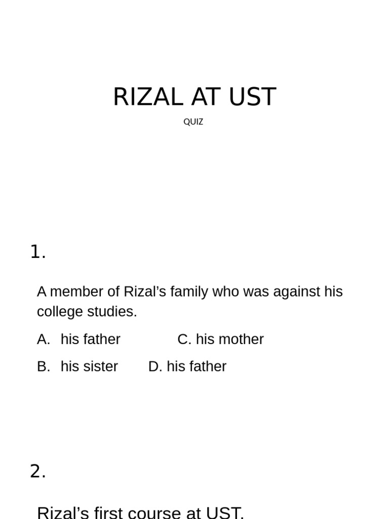Rizal at Ust Quiz | PDF