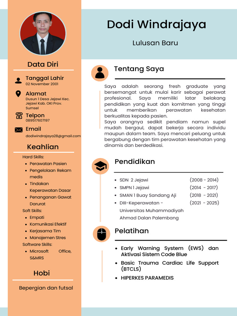 CV Fresh Graduate Perawat Kesehatan | PDF