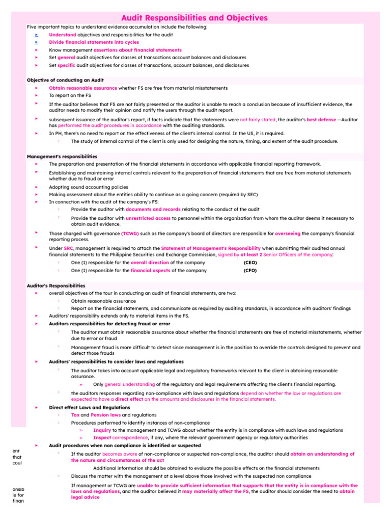 Ult at Notes - Audit Responsibilities and Objectives | PDF | Audit ...