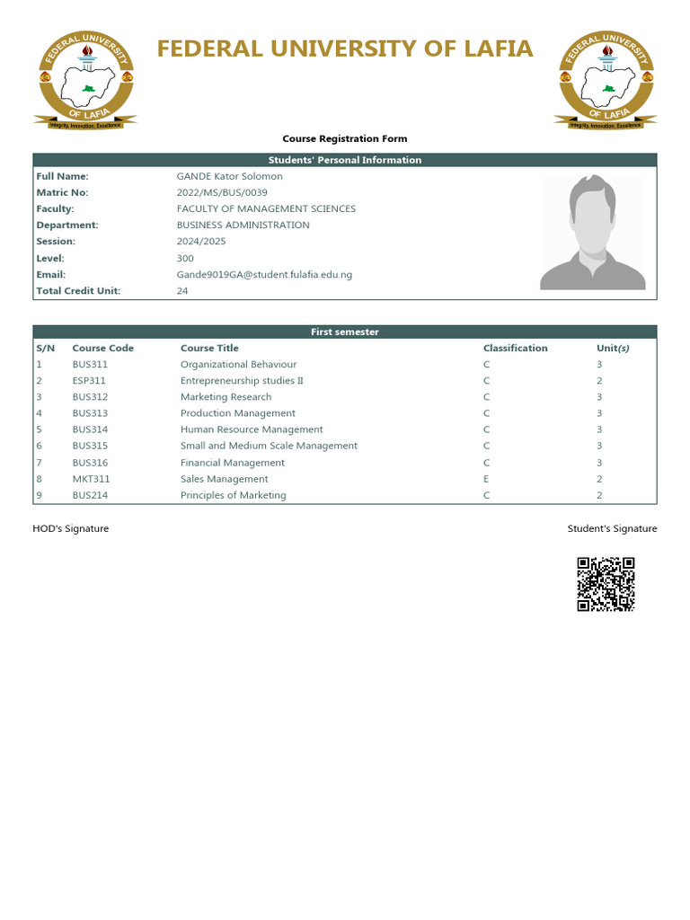 @course Registration Form | PDF