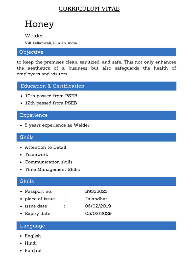 Honey Welder Resume | PDF