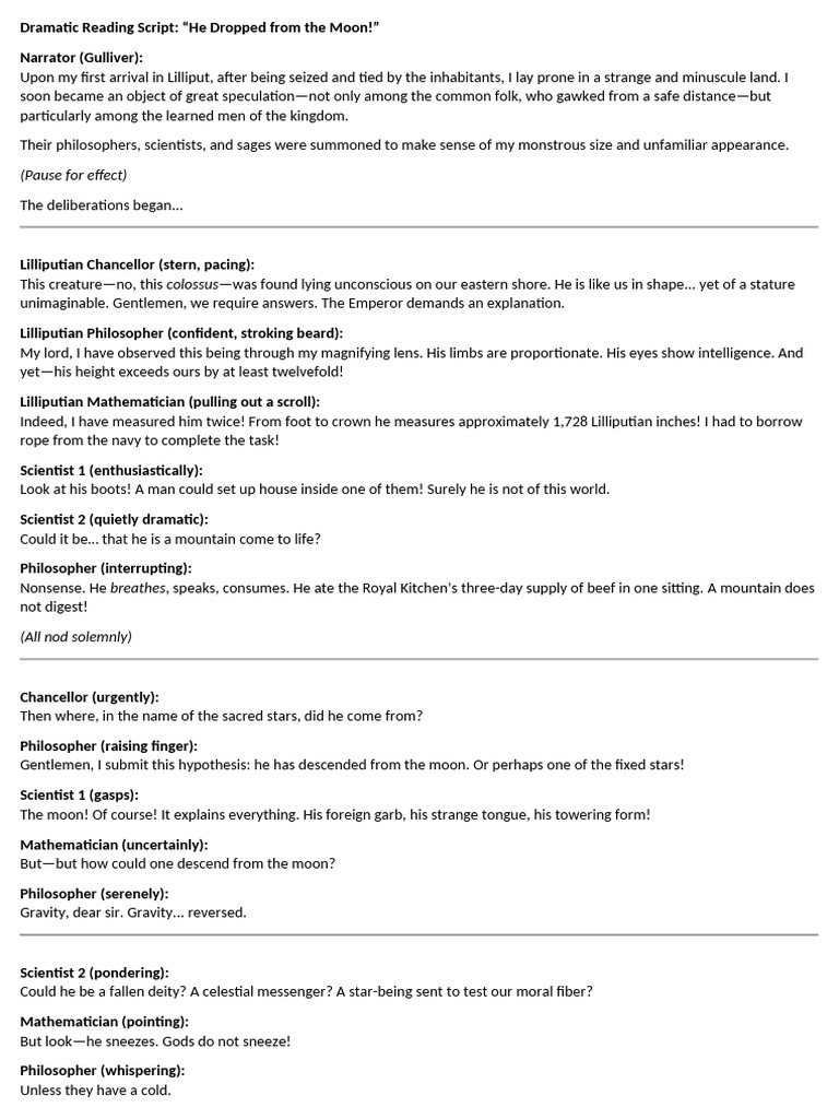 Dramatic Reading Script | PDF | Moon