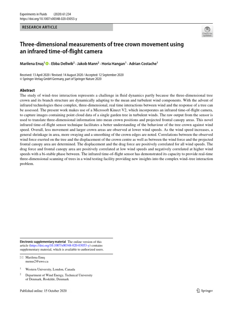 + Three Dimensional Measurements of Tree Crown Movement Using | PDF ...