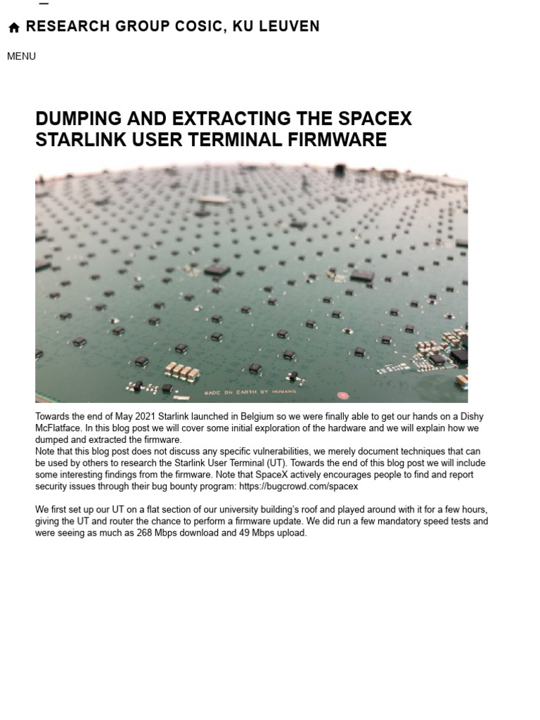 Dumping and Extracting The SpaceX Starlink User Terminal Firmware ...