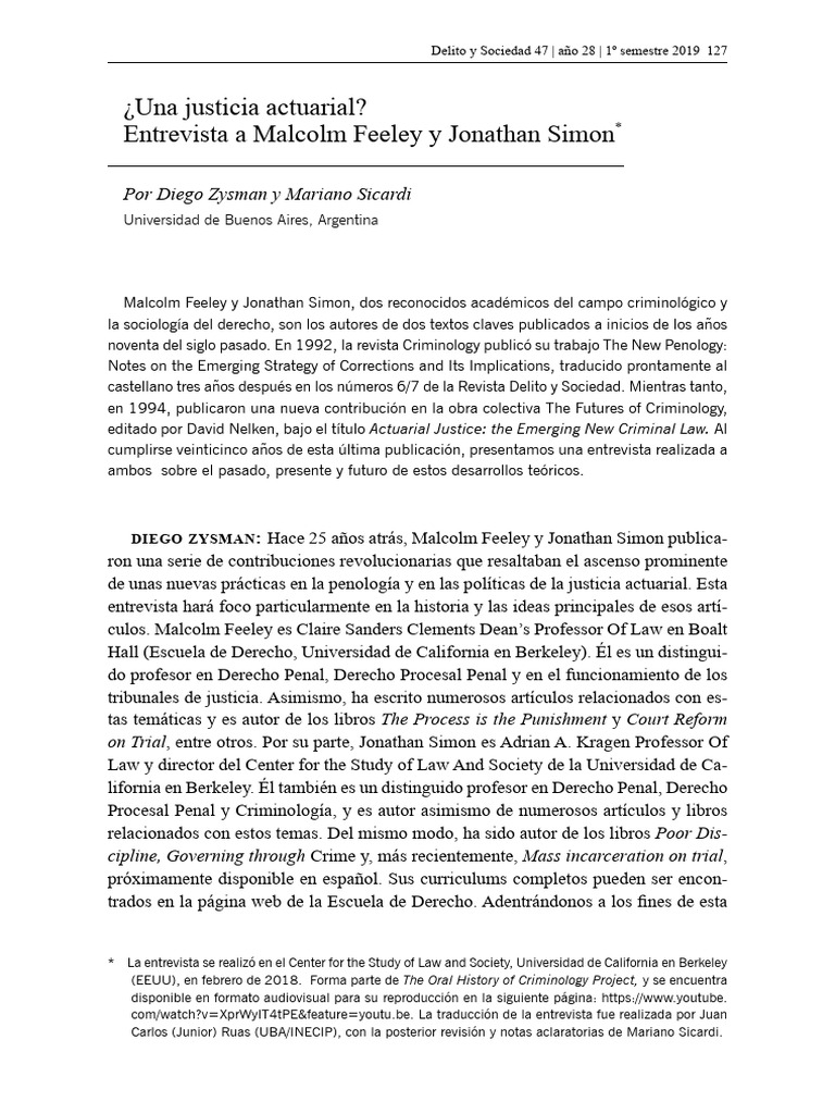 Entrevista Simon e Feeley | PDF | Michel Foucault | Pensamiento