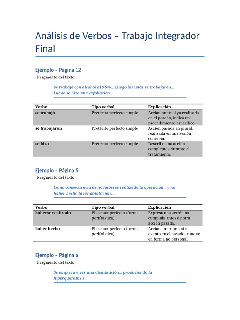 Analisis Verbos TIF | PDF | Verbo | Unidades Semánticas